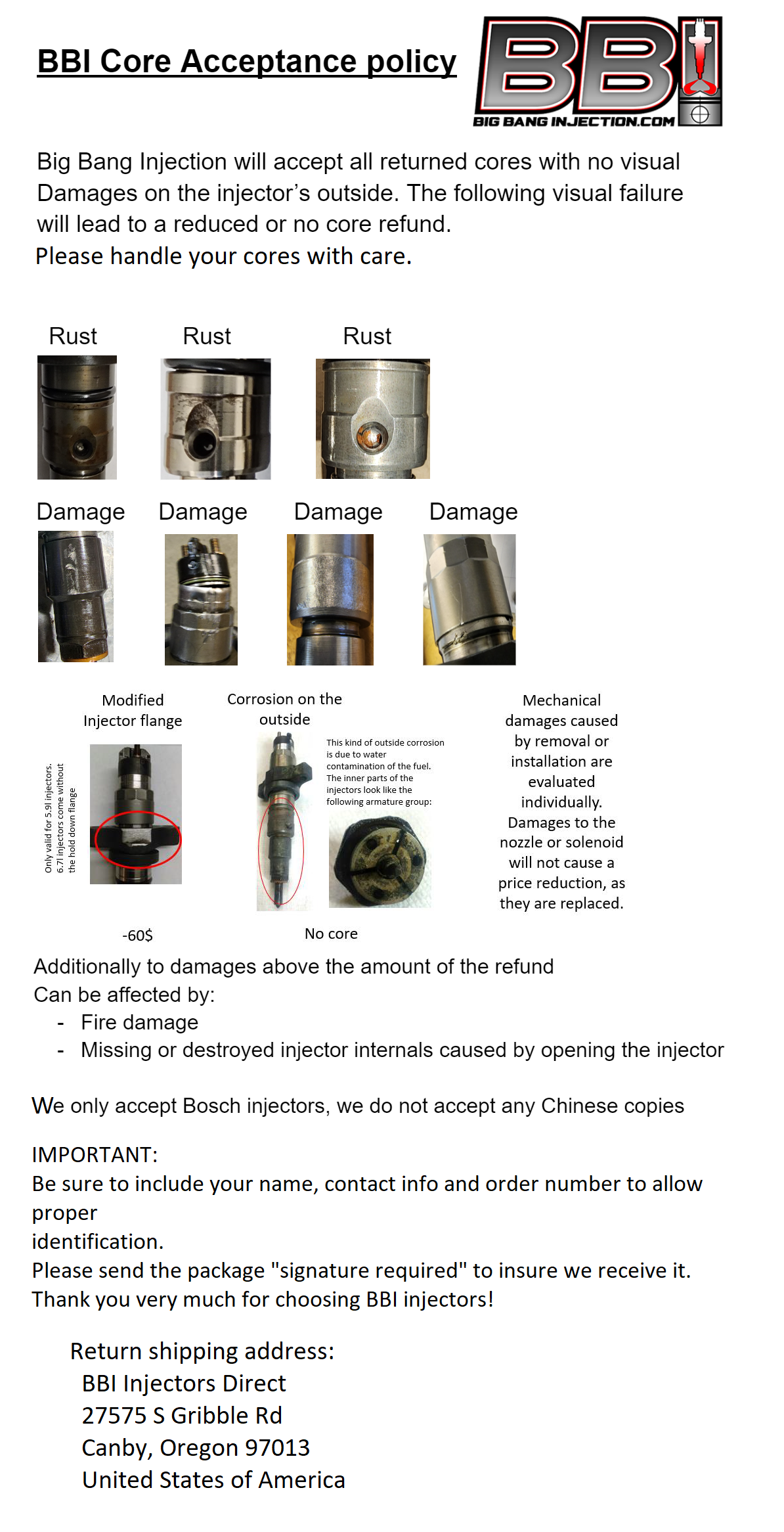 BBI Core Acceptance Policy – BBI Injectors Direct